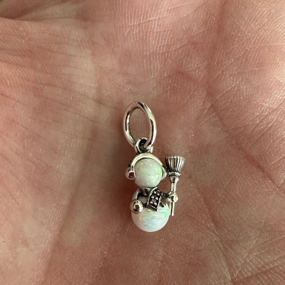 Authentic Pandora 2023 Opal Snowman Charm. Nwot - Gem
